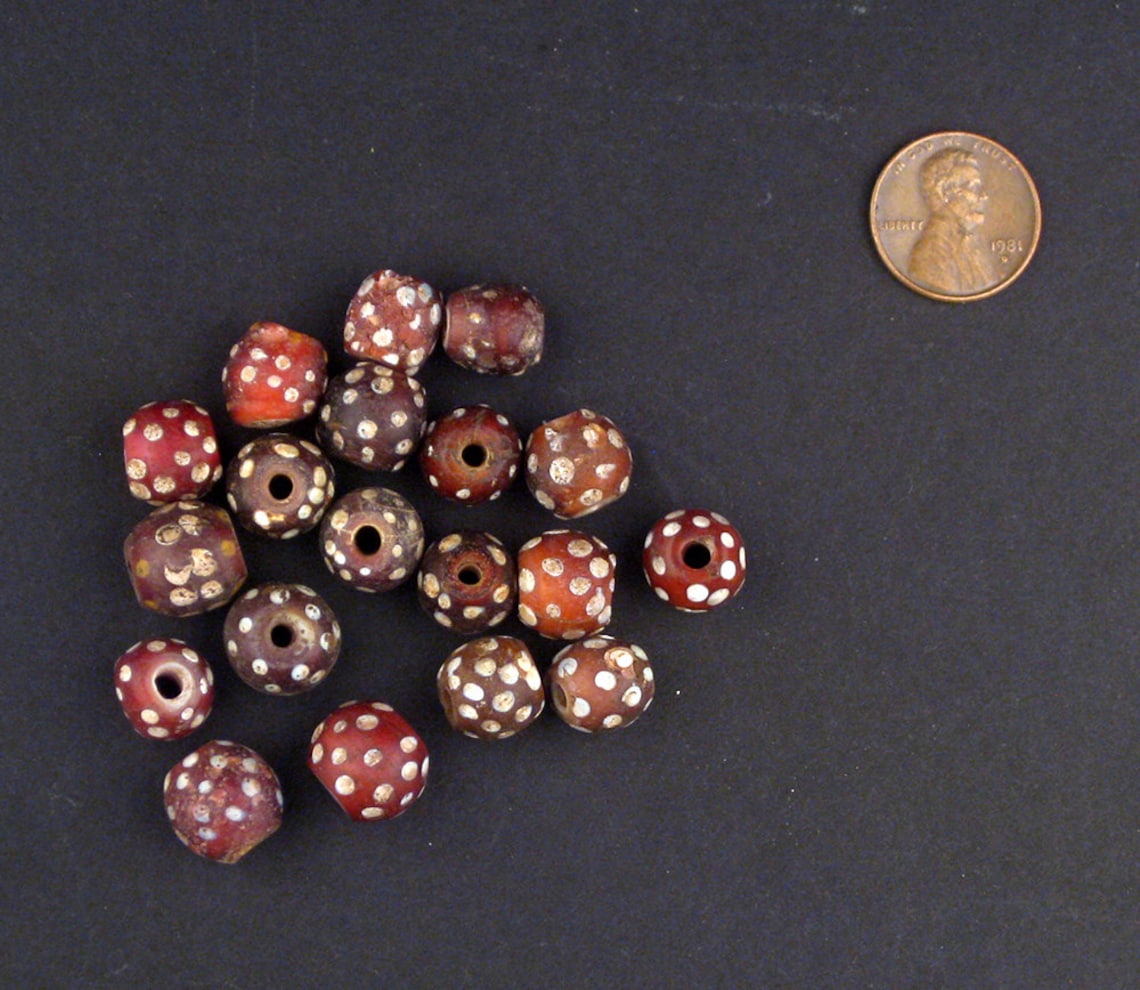 Old Skunk Beads African Trade Beads Antique Red Venetian - Etsy