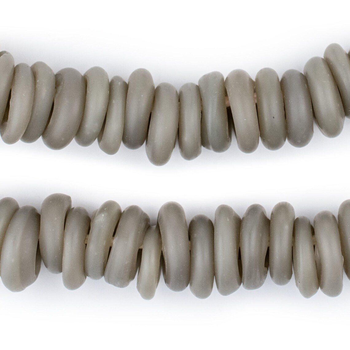 145 Groundhog Grey Annular Wound Dogon Beads 14mm: Glass Dogon Beads ...