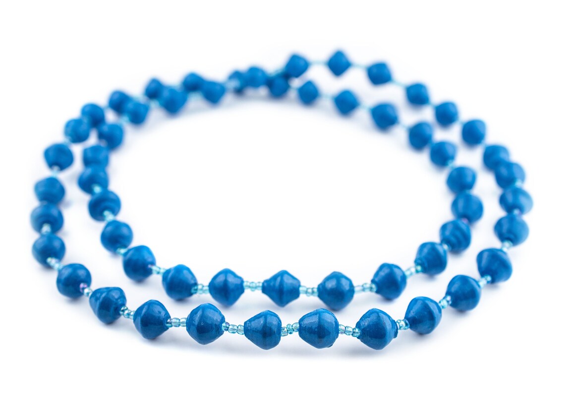 50 Cobalt Blue Recycled Paper Beads From Uganda - African Paper Beads ...