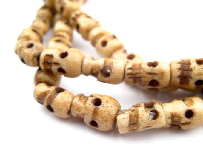 108 Vintage-style Carved Bone Skull Beads Vintage Bone Beads Carved ...