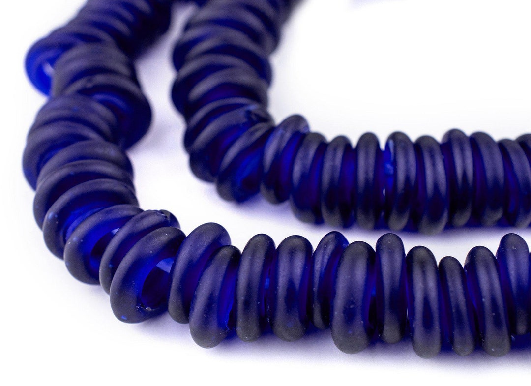 145 Cobalt Blue Annular Wound Dogon Beads 14mm: African Trade Beads ...