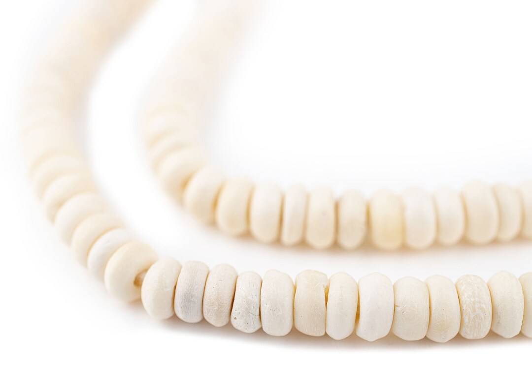 220 White Bone Donut Beads 5mm Rondelle Beads White Donut Beads Small ...