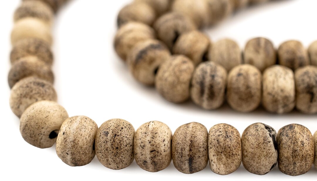 Round Rustic Brown Himalayan Bone Mala Beads (12mm), 1 Strand, Approx ...