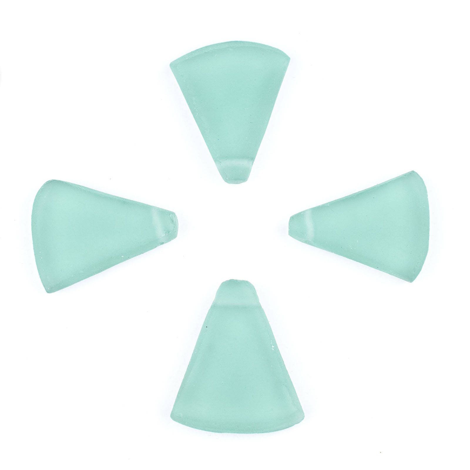 4 Green Aqua Triangle Sea Glass Pendants: Green Sea Glass Recycled ...