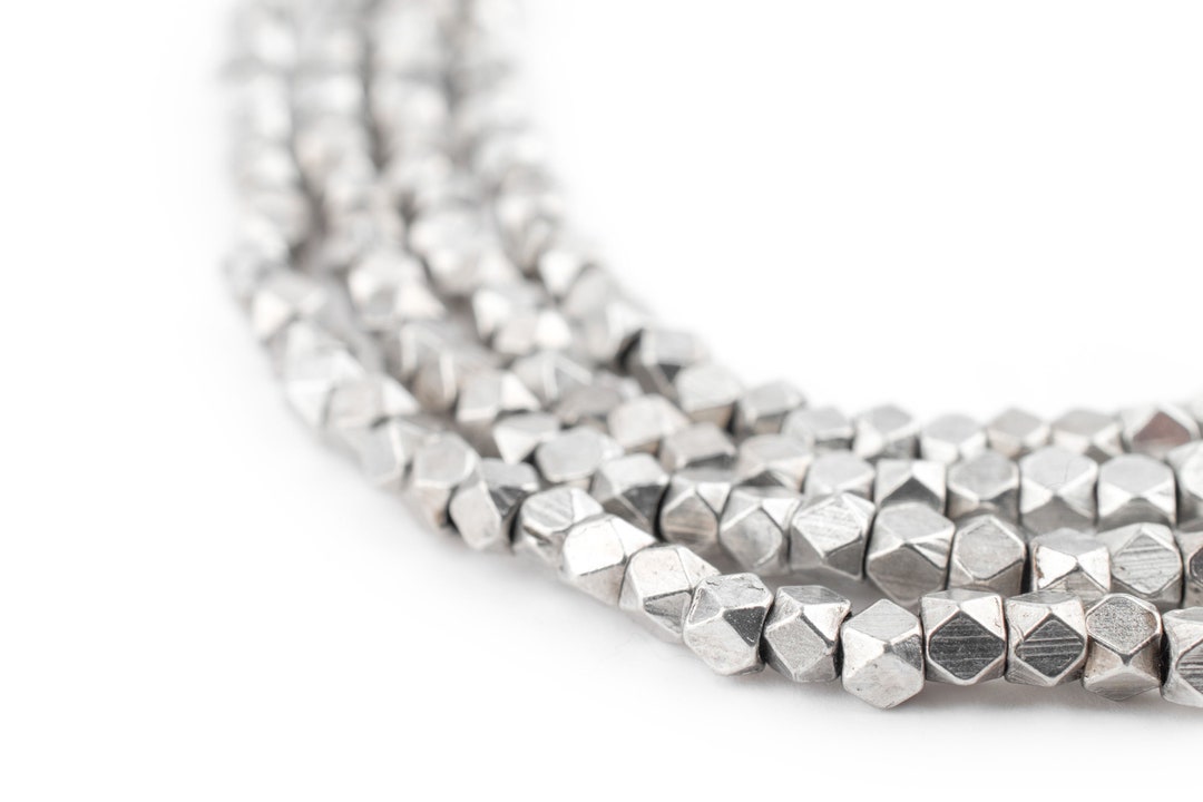 200 Silver Faceted Diamond Cut Beads 3mm: Metal Spacer Beads Ethnic ...