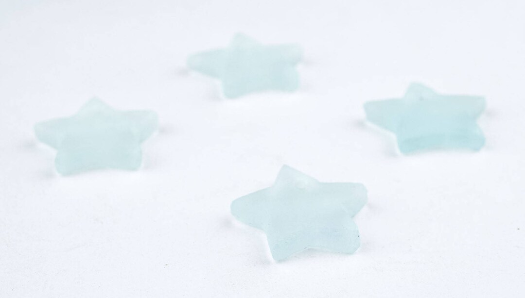 4 Clear Sea Glass Star Pendants: Sea Glass Pendants Sea Glass Charms ...