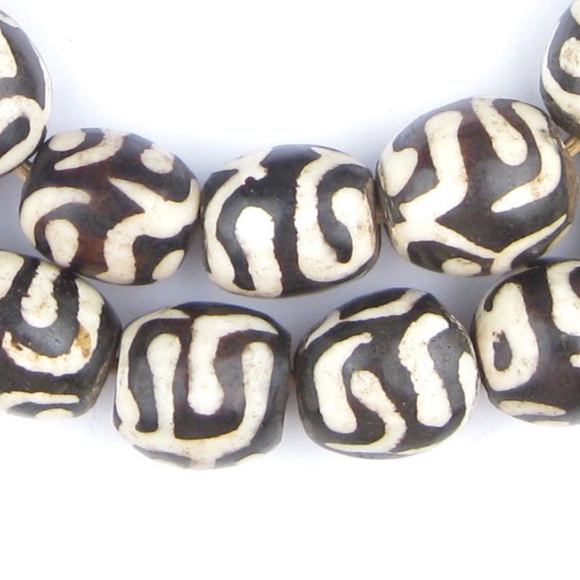 30 Traditional Batik Bone Beads - Spherical Bone Beads - Fair Trade ...