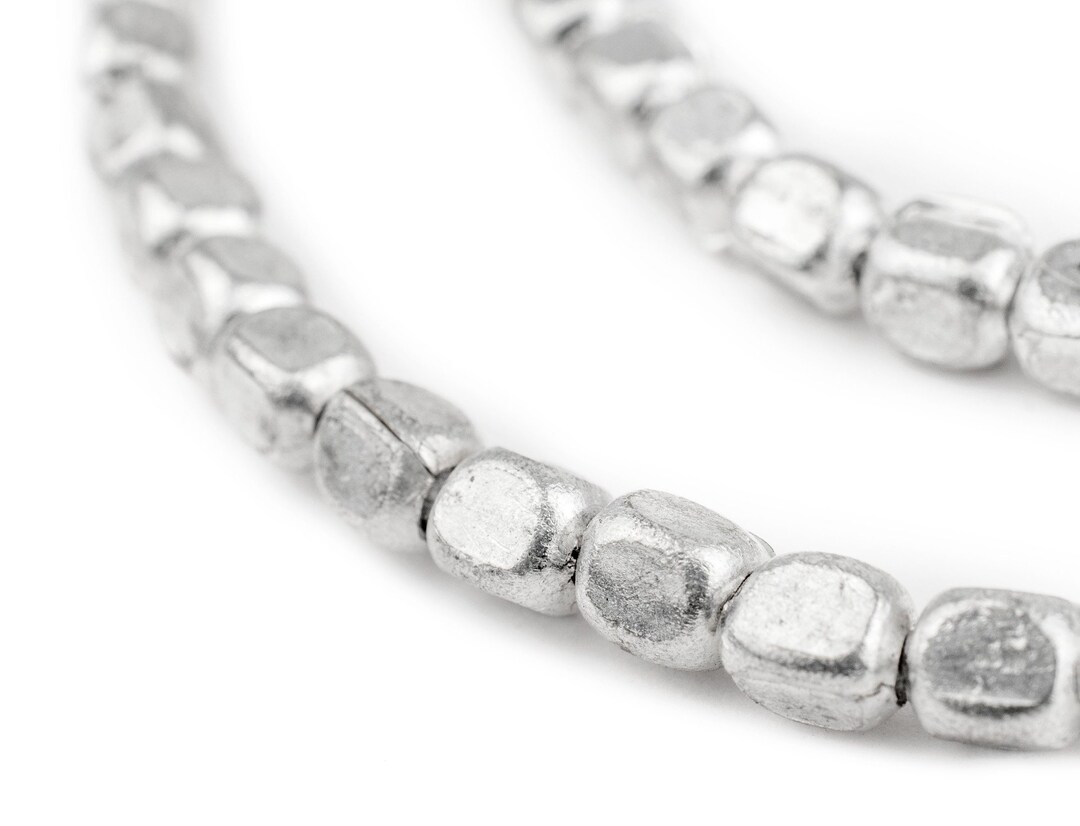 100 Rounded Rectangle Silver Beads 6x5mm: Metal Spacer Beads Ethnic ...