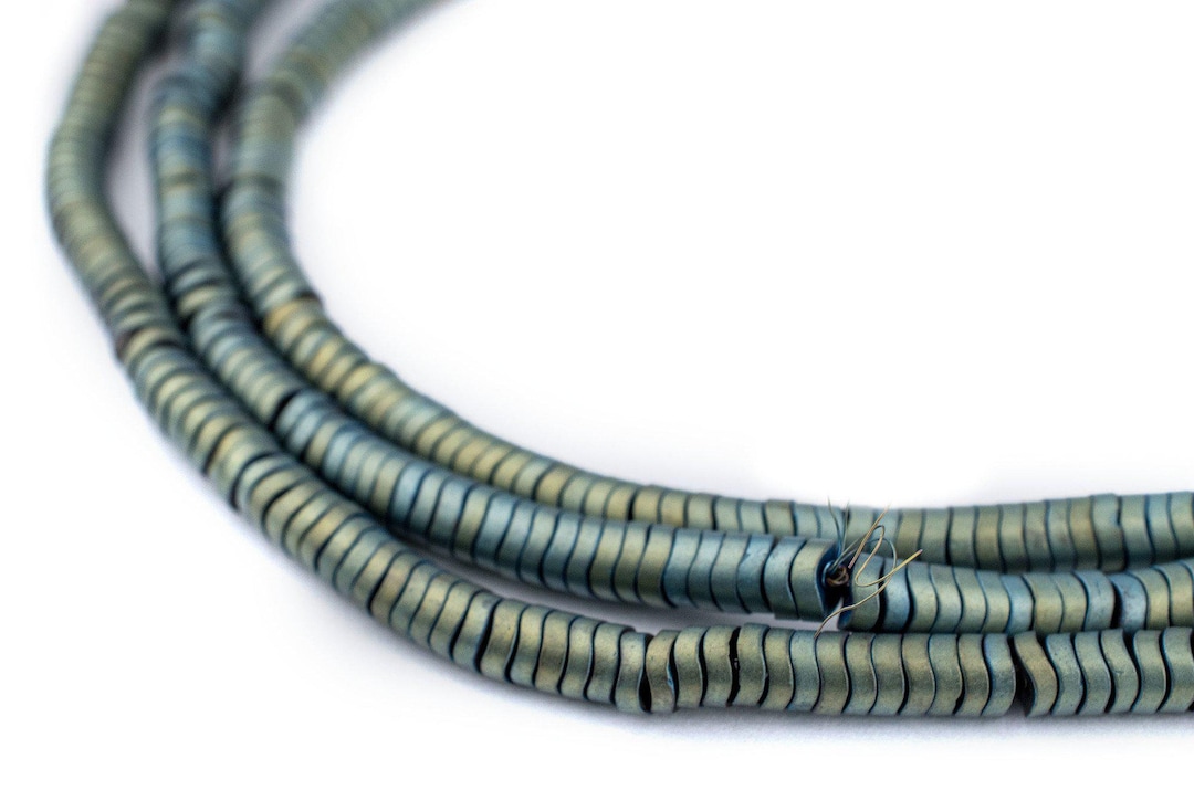 400 Green Hematite Interlocking Snake Beads 4mm: Rustic Stone Beads ...