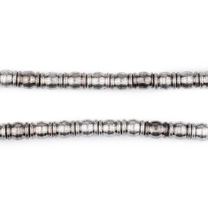 90 Silver Beveled Barrel Beads 7x5mm: Metal Spacer Beads Ethnic Metal ...