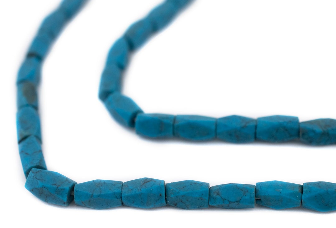 45 Blue Turquoise-style Faceted Afghani Stone Beads 8x5mm: Dark Blue ...