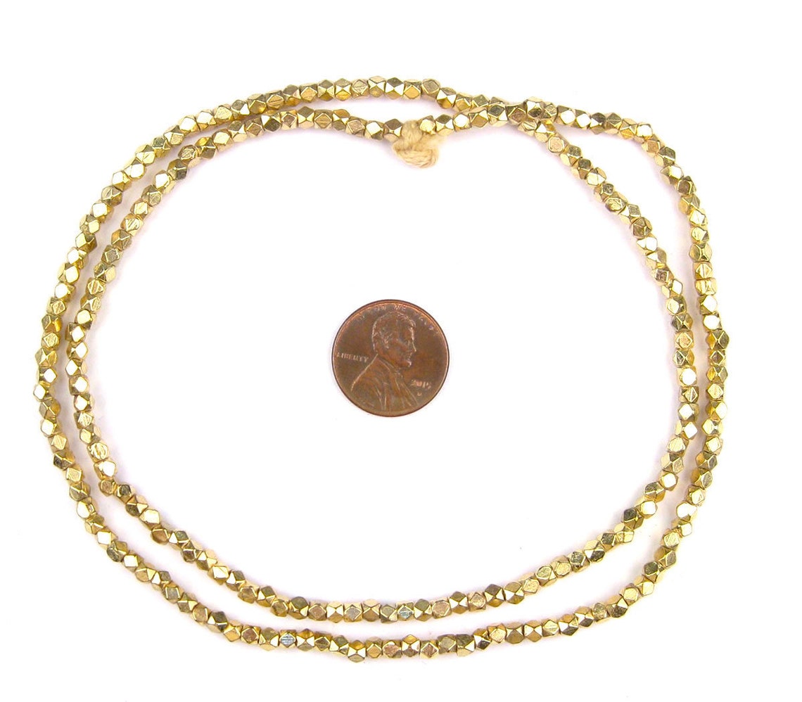 200 Diamond Cut Faceted Gold Color Beads - Gold Faceted Beads - Brass ...