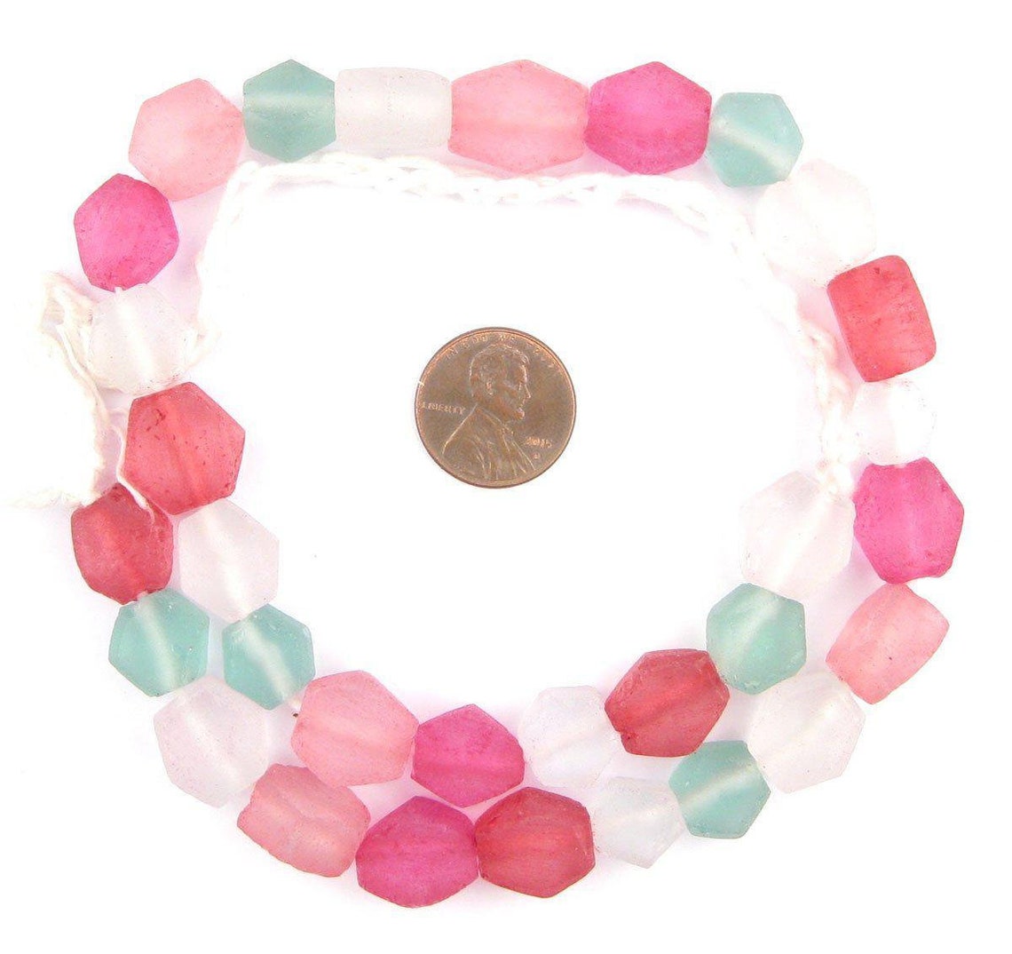 30 Pink Pizzazz Medley Hexagon Java Recycled Glass Beads - Etsy