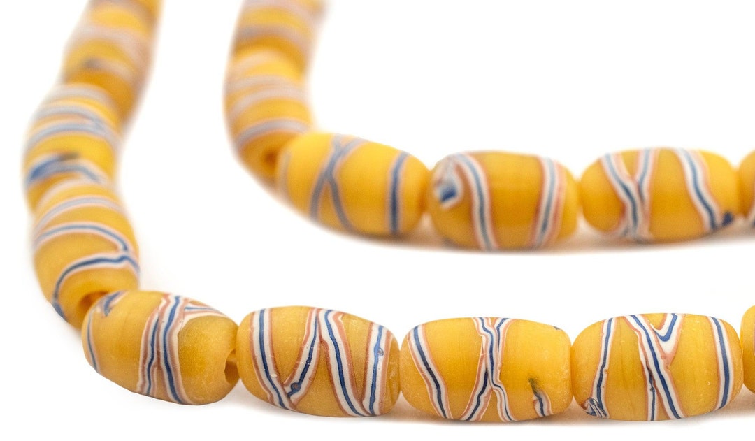 Spiral Java French Cross Beads, Yellow, 23 Inch Strand, Artisan Jewelry ...