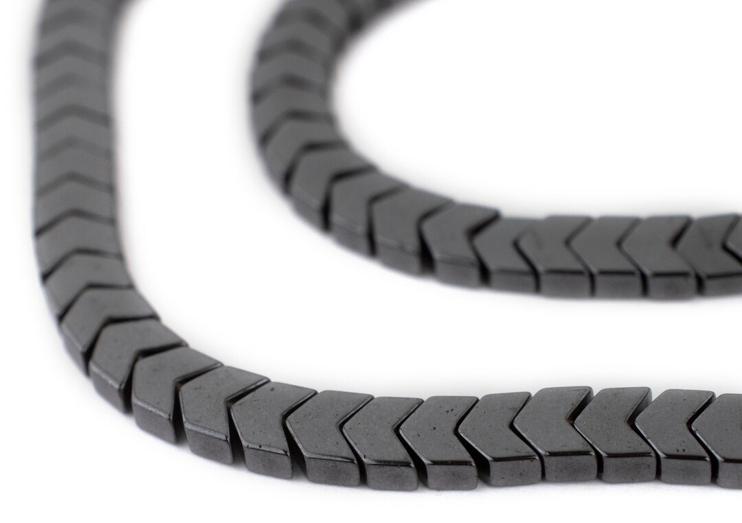 100 Charcoal Flat Interlocking Snake Beads 6mm: Real Stone Beads 6mm ...