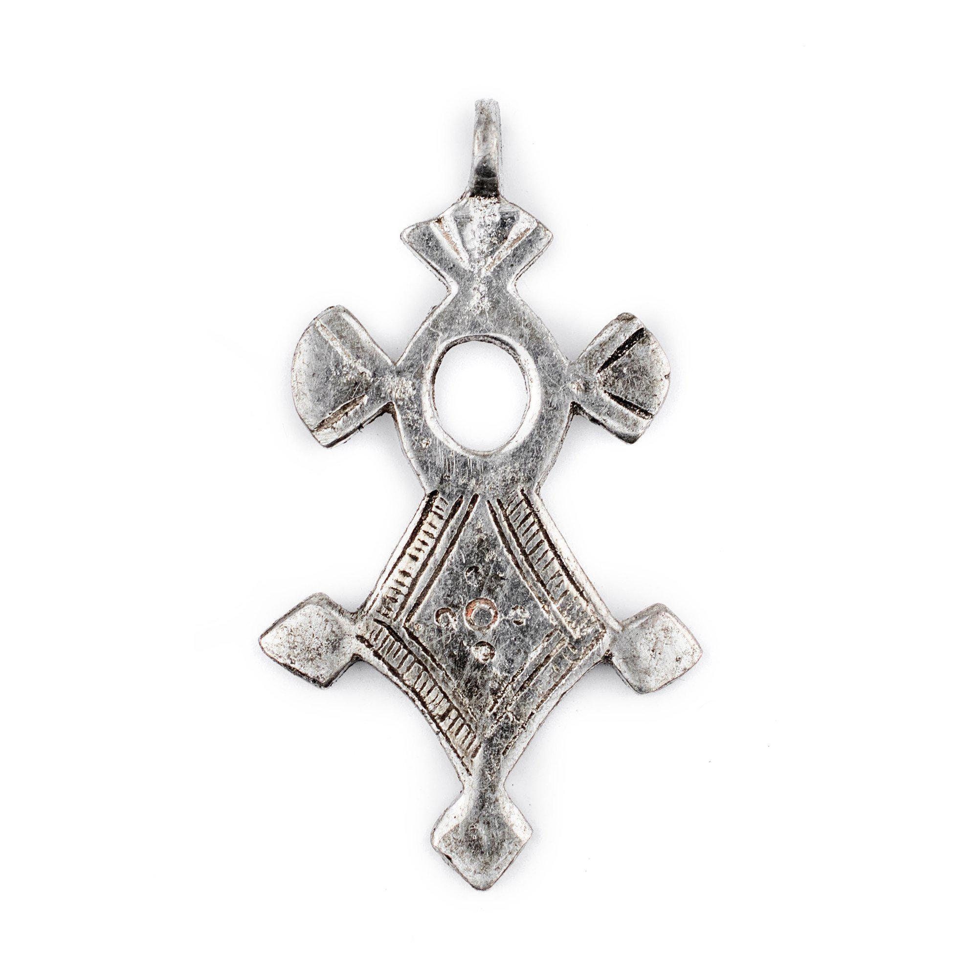 Agounit Silver Moroccan Tuareg Cross Pendant 32x56mm: Tribal Pendant ...