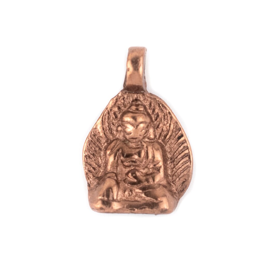 Copper Buddha Pendant 16x25mm: Handmade Tibetan Buddhist Pendant ...