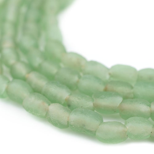 80 Light Green Recycled Glass Beads Handmade Glass Beads - Etsy