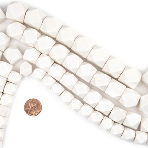 White Faceted Cube Beads: Wooden Cornerless Cube Beads, Diamond Cut ...