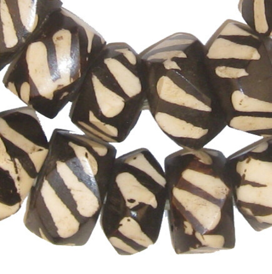 40 Faceted Batik Bone Beads Large Bone Beads African Beads Jewelry ...