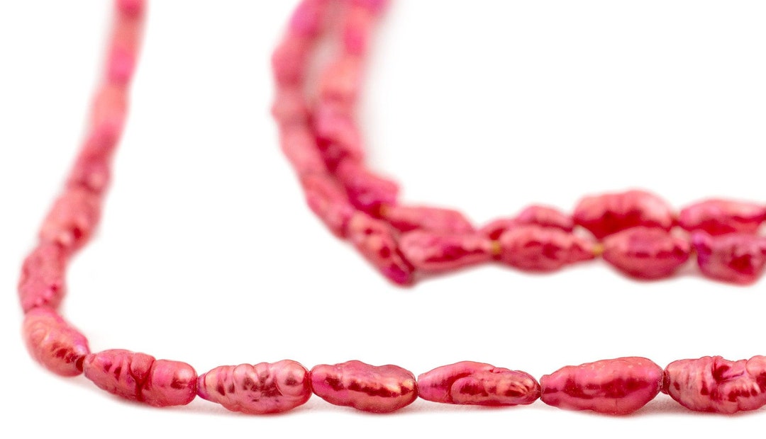 Vintage Japanese Rice Pearl Beads, Red 3mm, 16 Inch Strand, Artisan ...