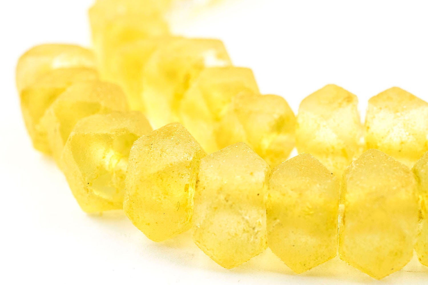 48 Recycled Java Glass Beads Yellow Sea Glass Beads | Etsy