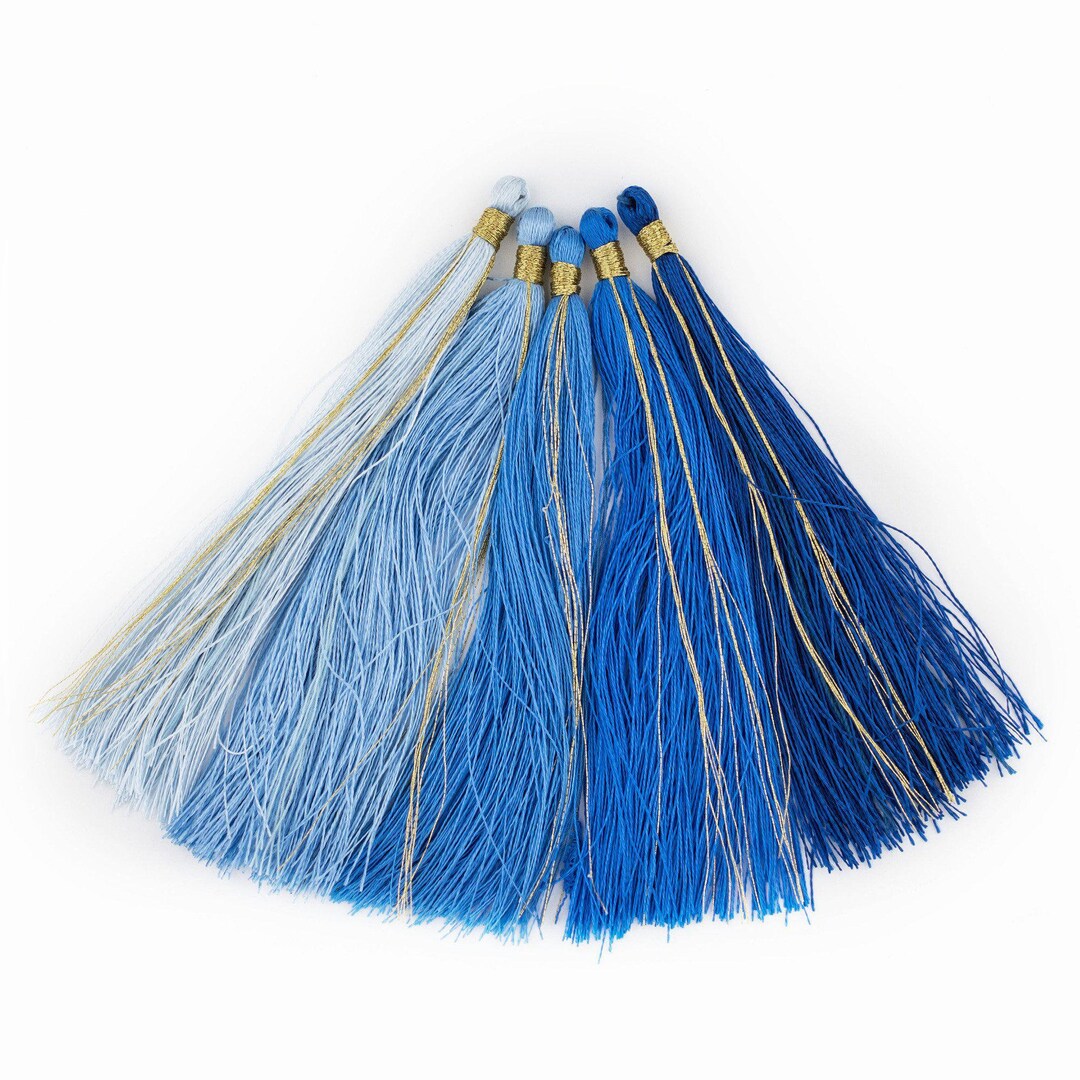 5 Shades of Blue 9cm Silk Tassels 5 Pack: Blue Tassel 3.5 Inch Tassels ...