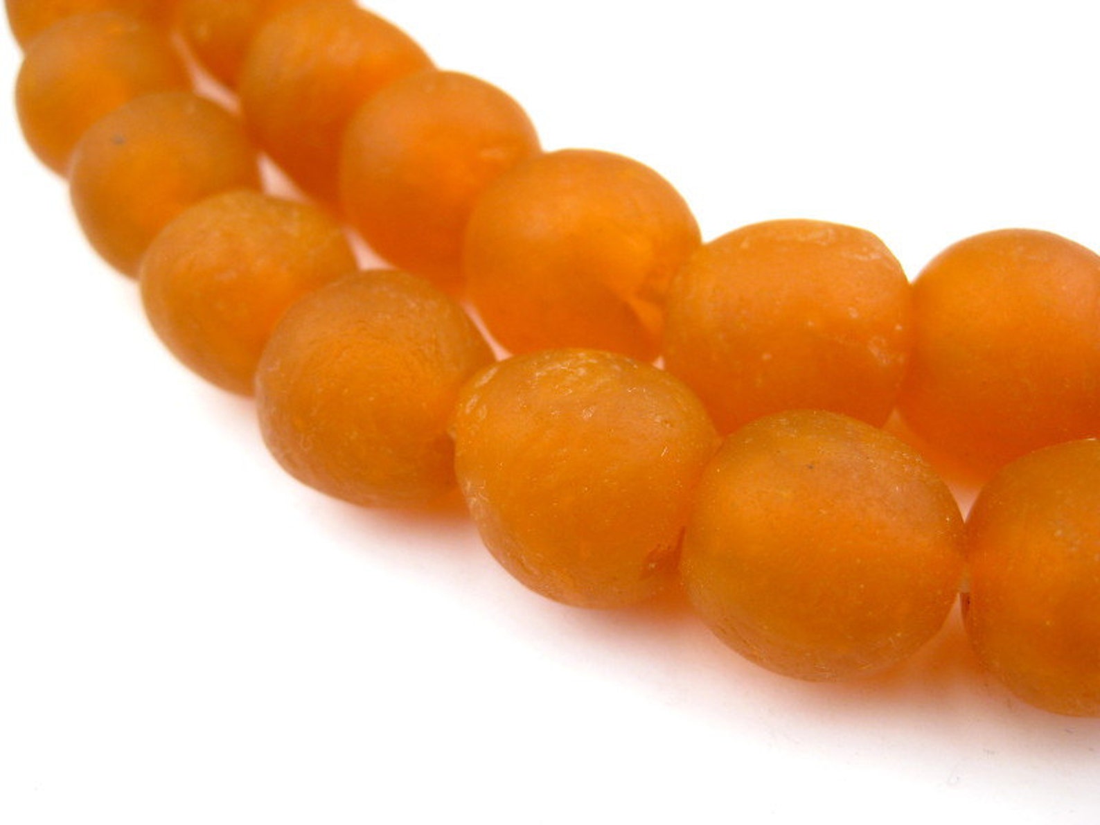 45 Orange Recycled Glass Beads - Bright Orange Beads - Round Orange ...