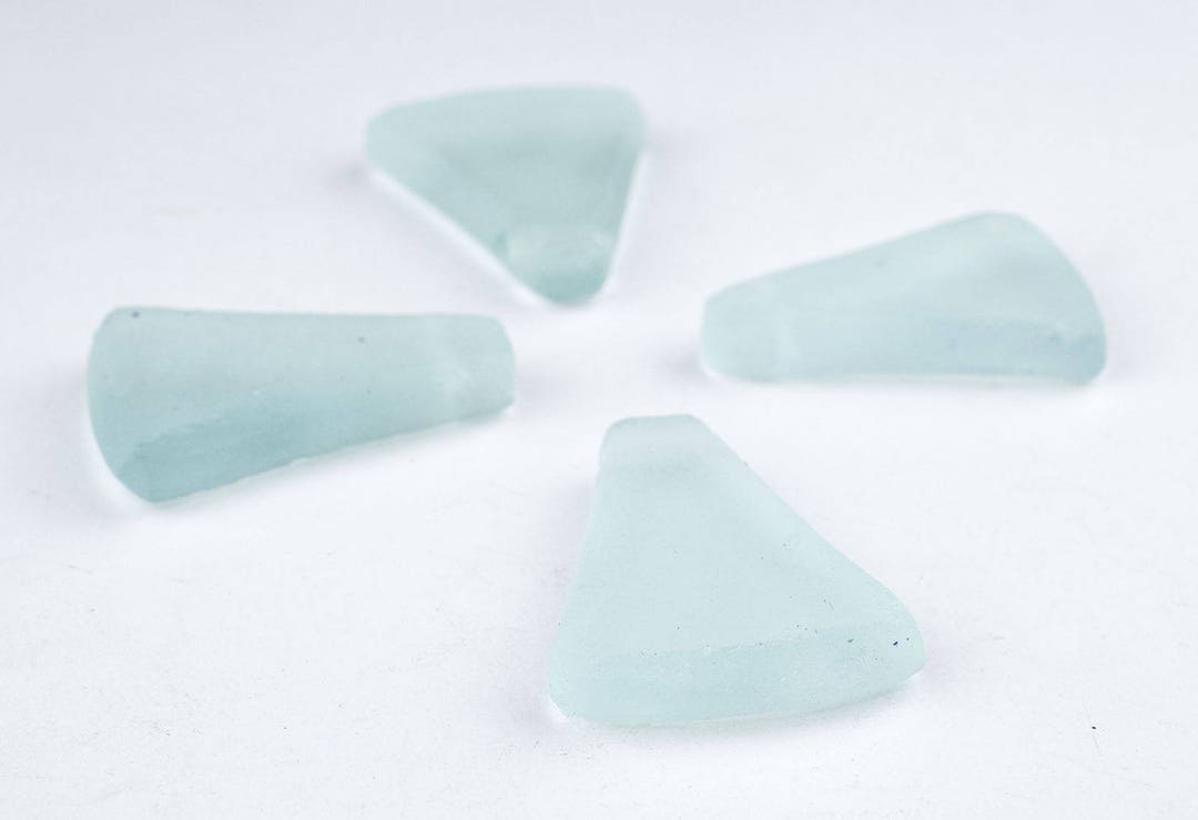 4 Clear Triangle Sea Glass Pendants: Clear Sea Glass Sea Glass Charms ...