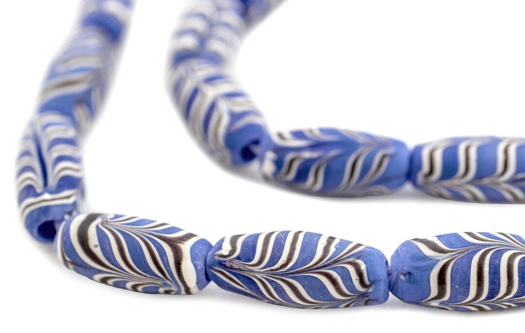 Java Glass Feather Beads, Blue 8mm, 23 Inch Strand, Artisan Jewelry ...