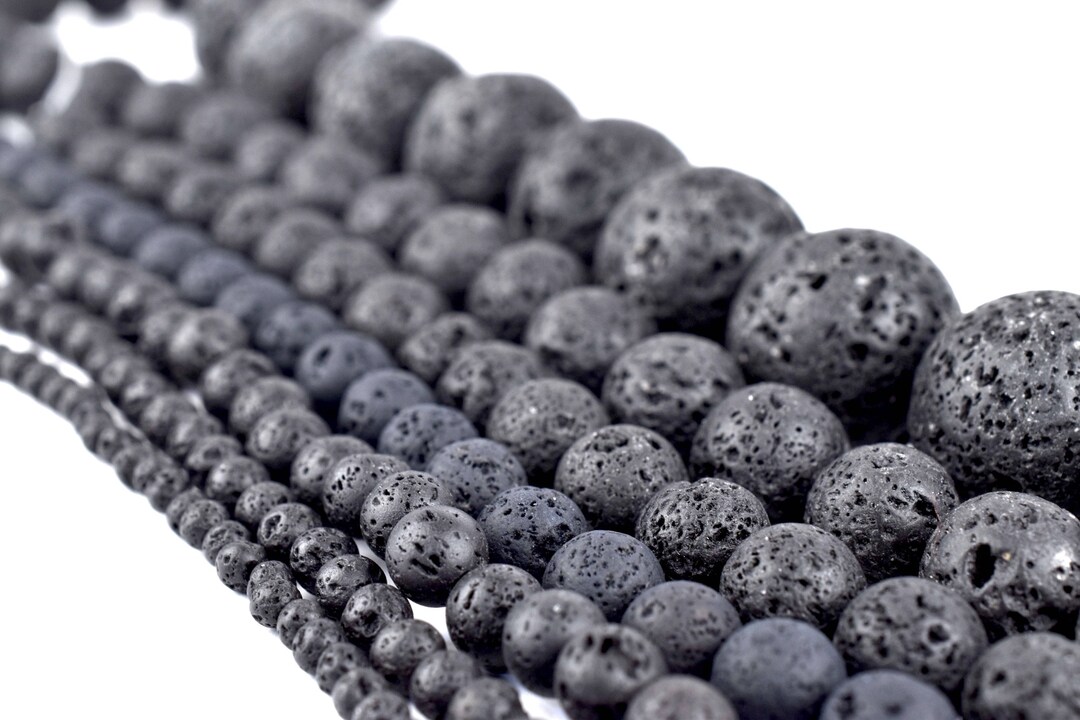 Natural Lava Beads: Black Volcanic Rock Beads 4mm 6mm 8mm 10mm 12mm ...