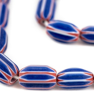 43 Blue Chevron Beads 14x10mm Striped Traditional Glass Beads Inspired by Venetian African Trade Beads Sold by the Strand Wholesale Etsy