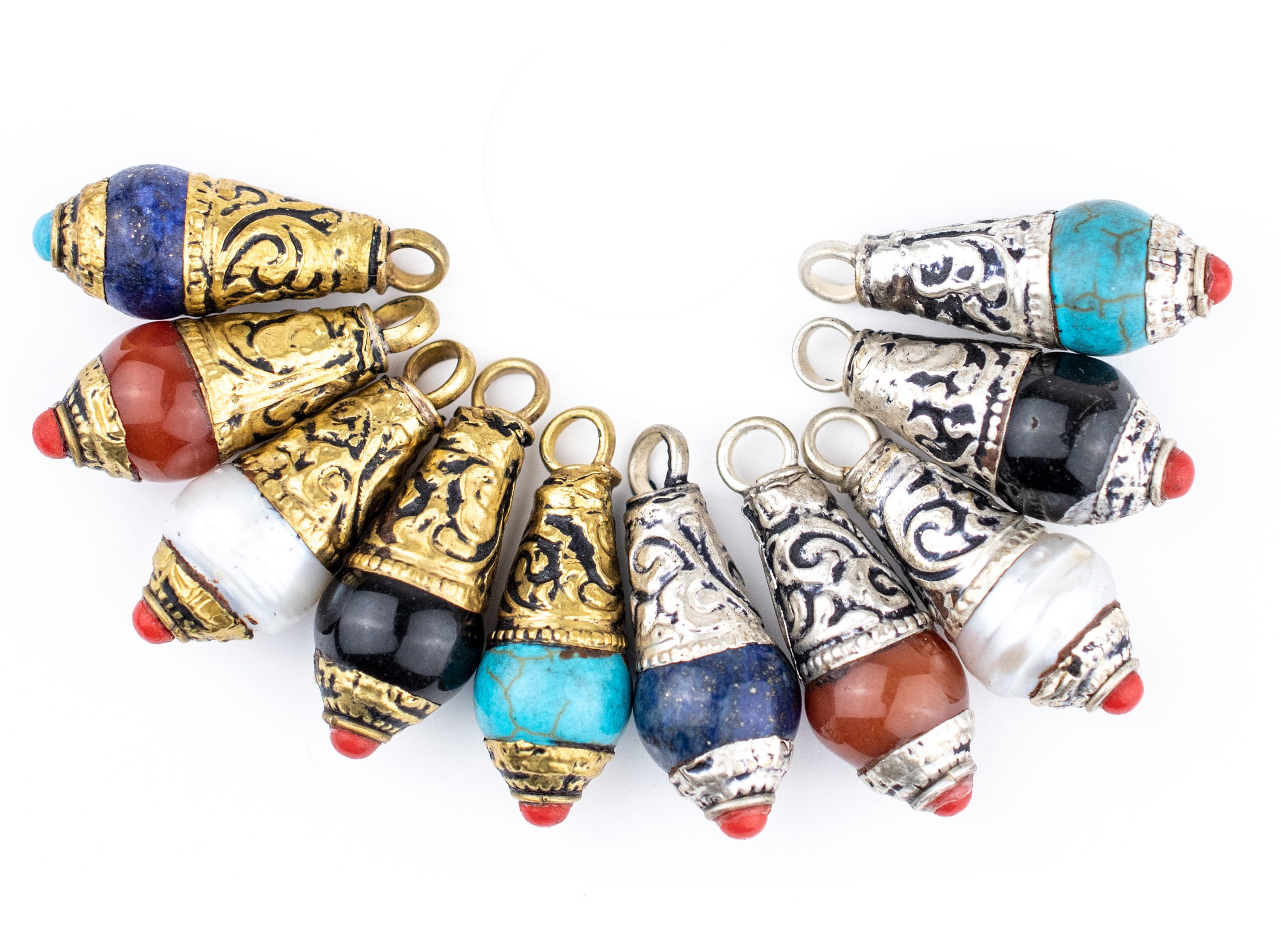 Capped Gemstone Locket Pendant: Nepali Stone Charm With Silver or Brass ...