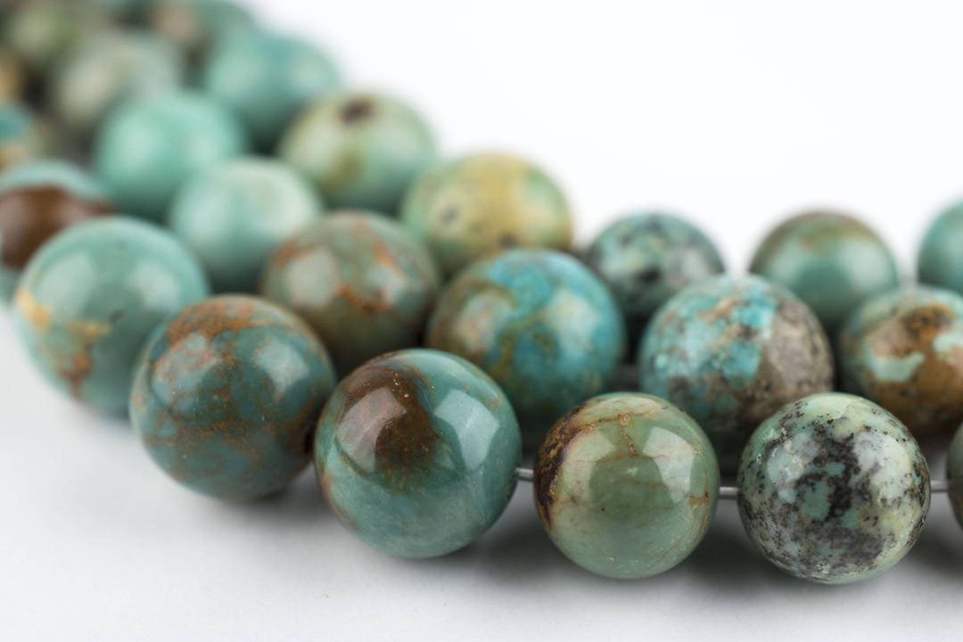 65 Graduated Round Turquoise Beads: Turquoise Gemstone Authentic ...
