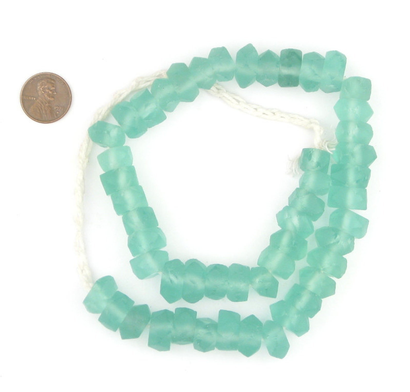 48 Recycled Java Glass Beads - Translucent Sea Glass Beads - Indonesian ...
