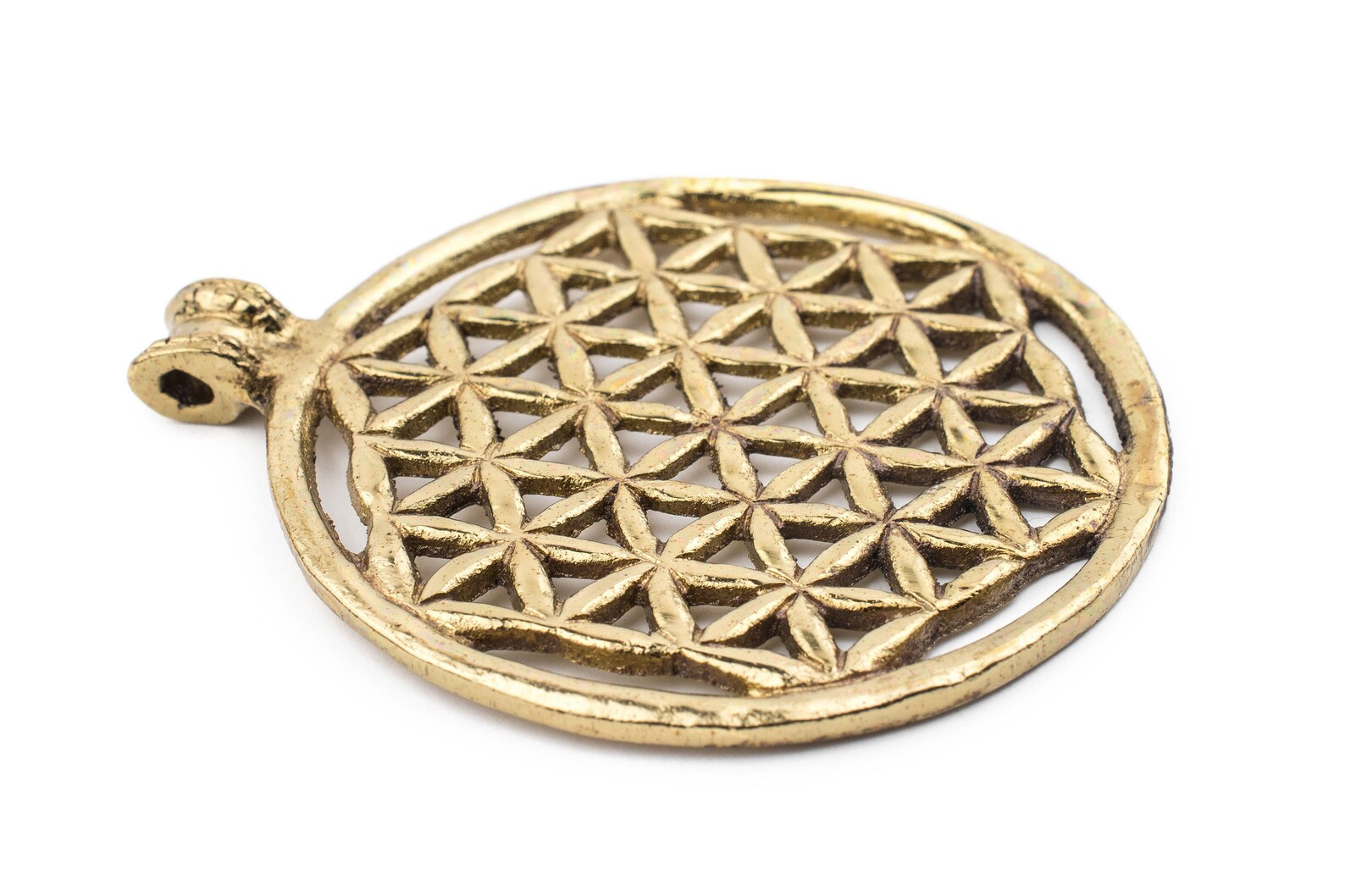 Brass Arabian Lattice Pendant 75x64mm: Weaved Boho Pendant Brass ...