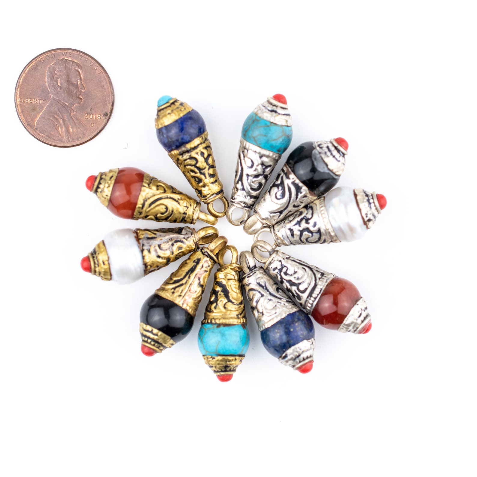 Capped Gemstone Locket Pendant: Nepali Stone Charm With Silver or Brass ...