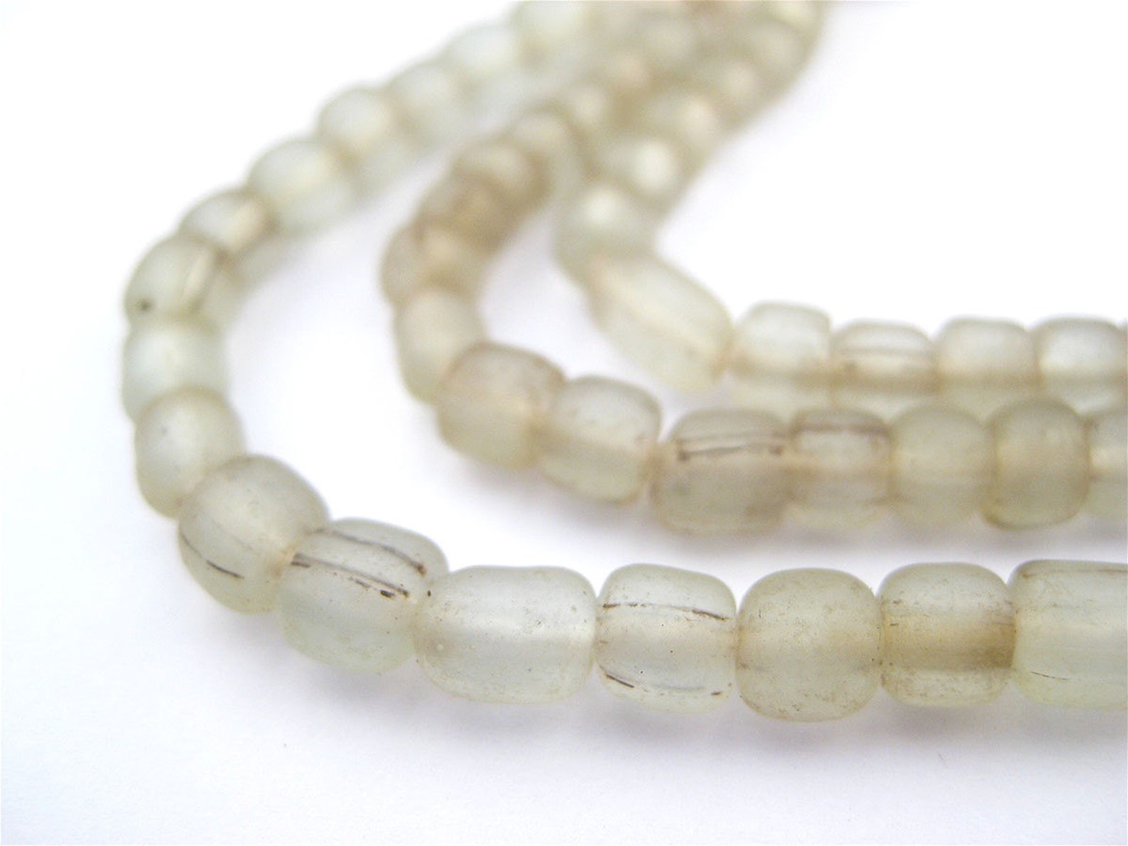115 Clear Java Glass Beads - Recycled Glass Beads - Handmade Glass ...