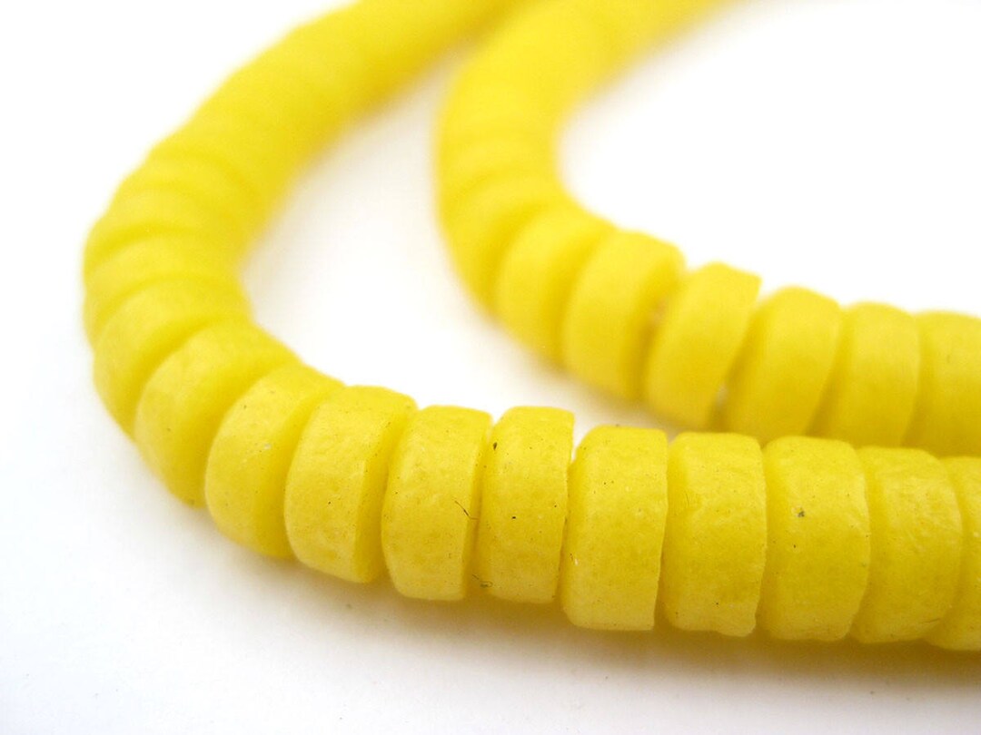 180 Sunflower Yellow Mini-disk Sandcast Beads: Ethnic Glass Beads ...