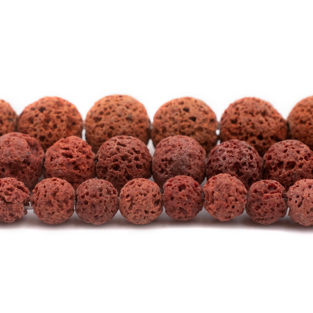 Brown Natural Lava Beads: Volcanic Rock Beads, 6mm 8mm 10mm, Round Lava ...