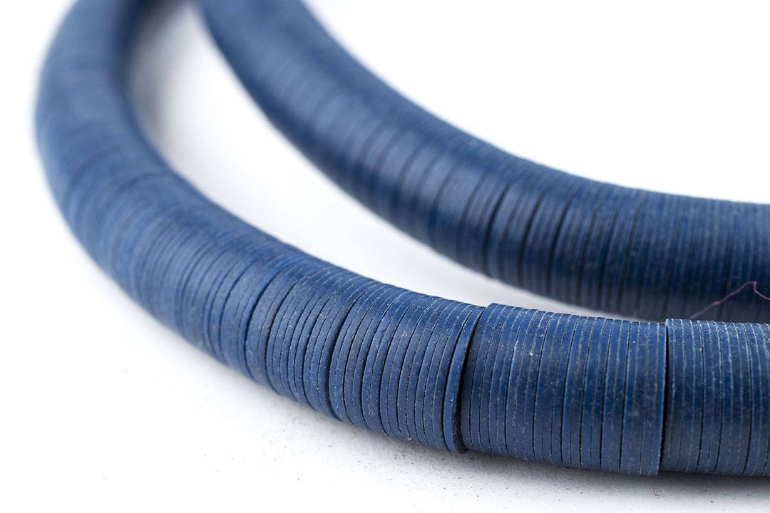 Dark Blue Vintage Vinyl Phono Record Beads: Vulcanite Beads African ...