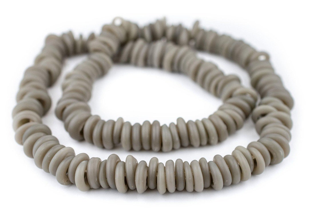 145 Groundhog Grey Annular Wound Dogon Beads 14mm: Glass Dogon Beads ...