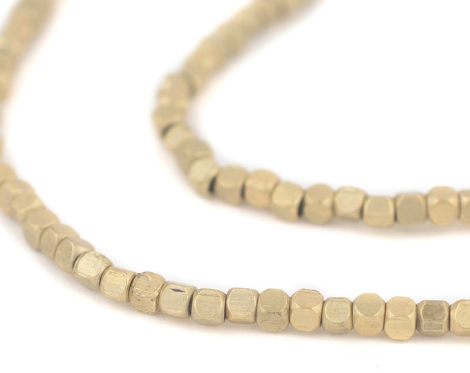 200 Rounded Matte Brass Cube Beads 3mm: Small Rounded Spacer Beads ...