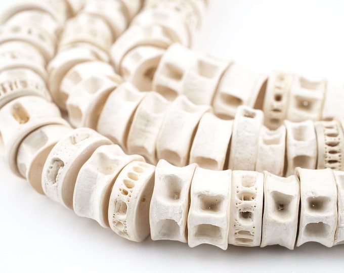 175 Fish Bone Beads: Bone Cylinder Beads White Bone Beads 14mm Bone ...