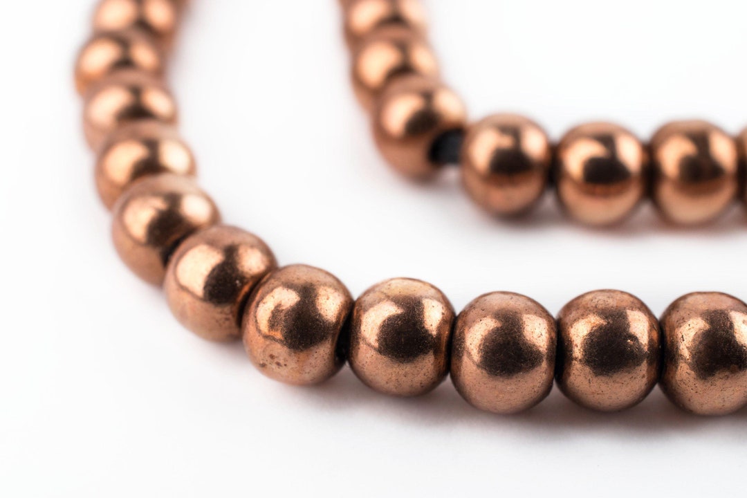 75 Copper Round Sphere Beads 6mm: Spherical Metallic Spacer Beads for ...