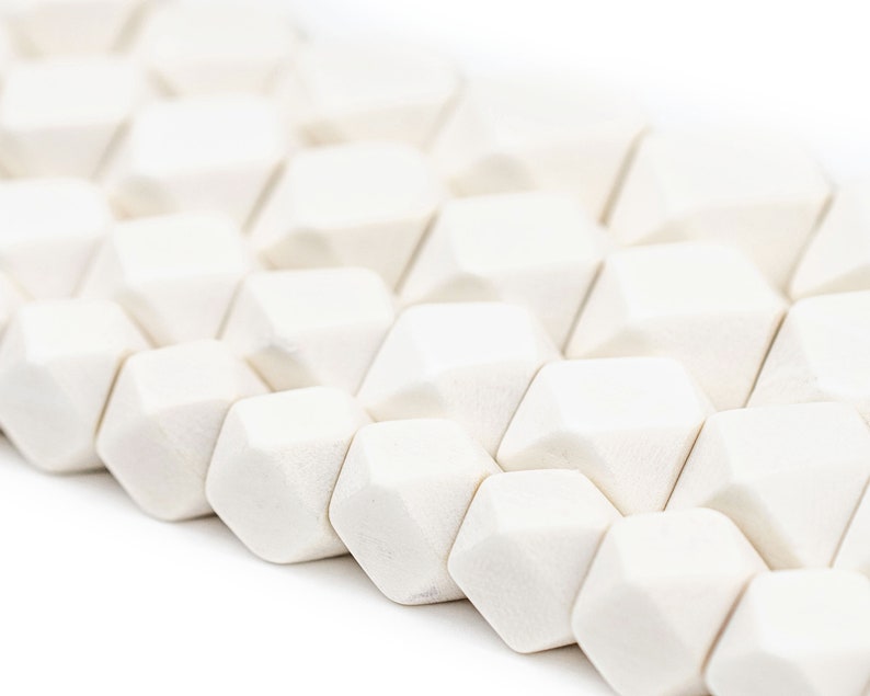White Faceted Cube Beads: Wooden Cornerless Cube Beads | Etsy