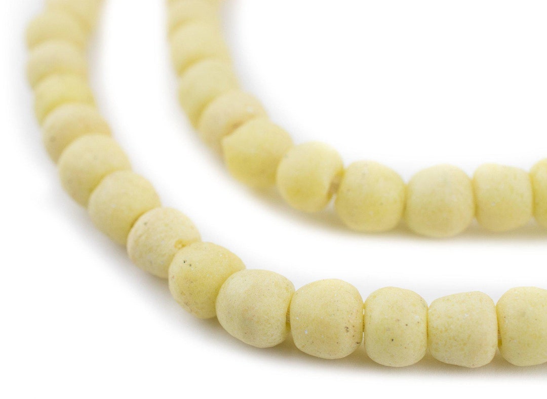 75 Pastel Yellow Opaque Recycled Glass Beads 9mm: Powder Glass Beads ...