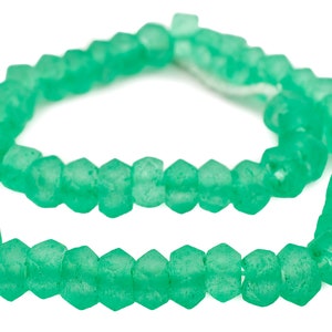 48 Recycled Java Glass Beads - Green Sea Glass Beads - Indonesian ...