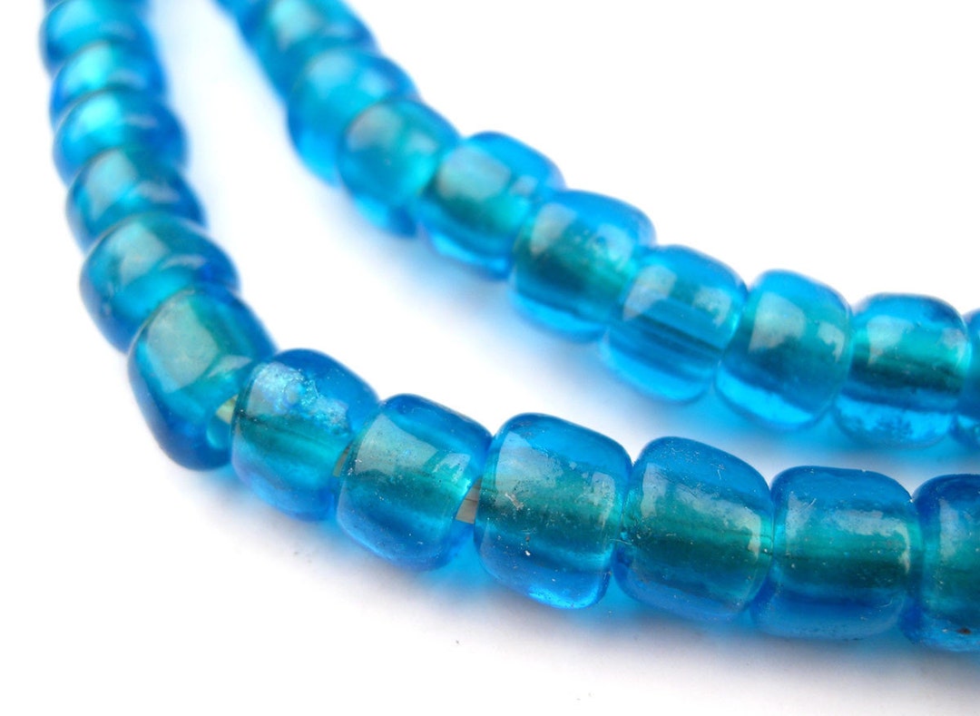 100 Aqua Blue Padre Beads - Padre Trade Beads - Fair Trade Beads - Blue ...
