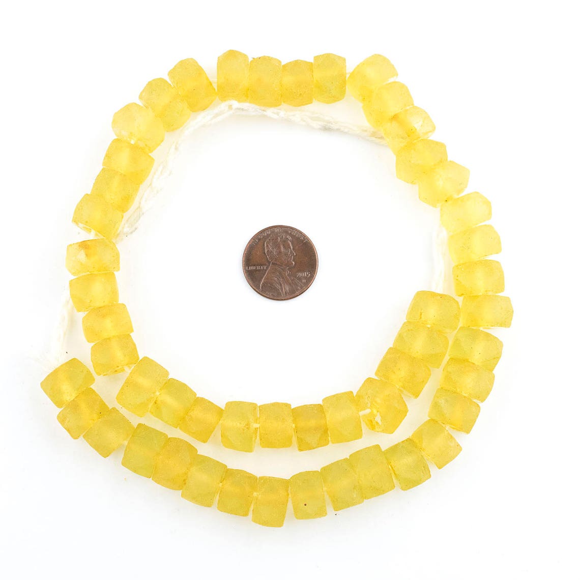 48 Recycled Java Glass Beads Yellow Sea Glass Beads | Etsy